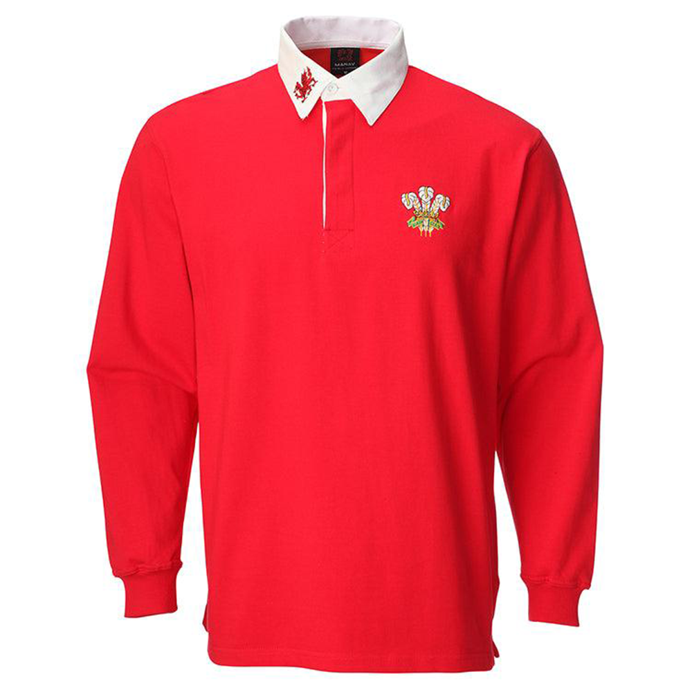 Manav Traditional Long Sleeve Welsh Rugby Shirt from Welsh Cymru Clothing